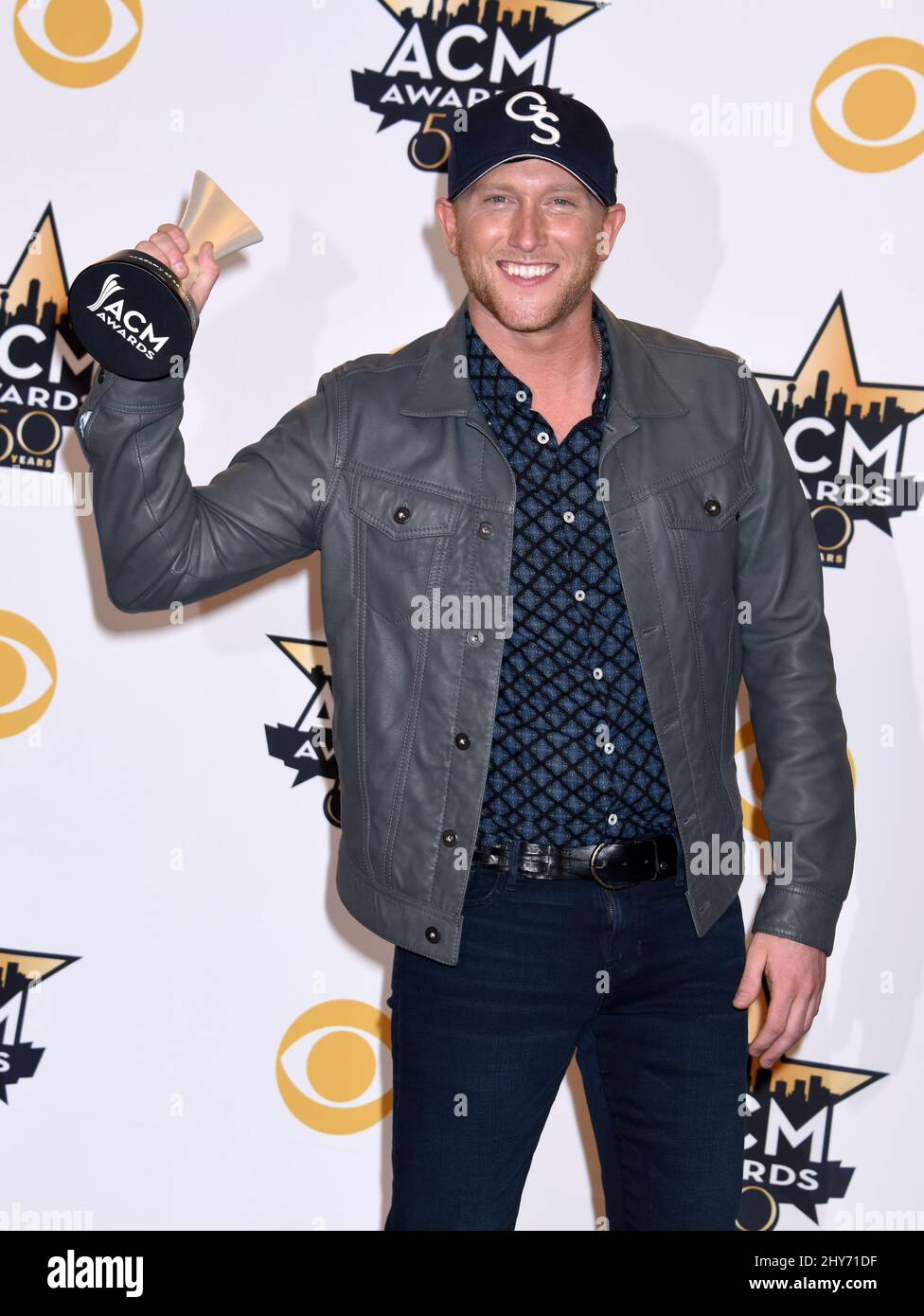 Cole Swindell in the press room at the 50th Academy of Country Music ...
