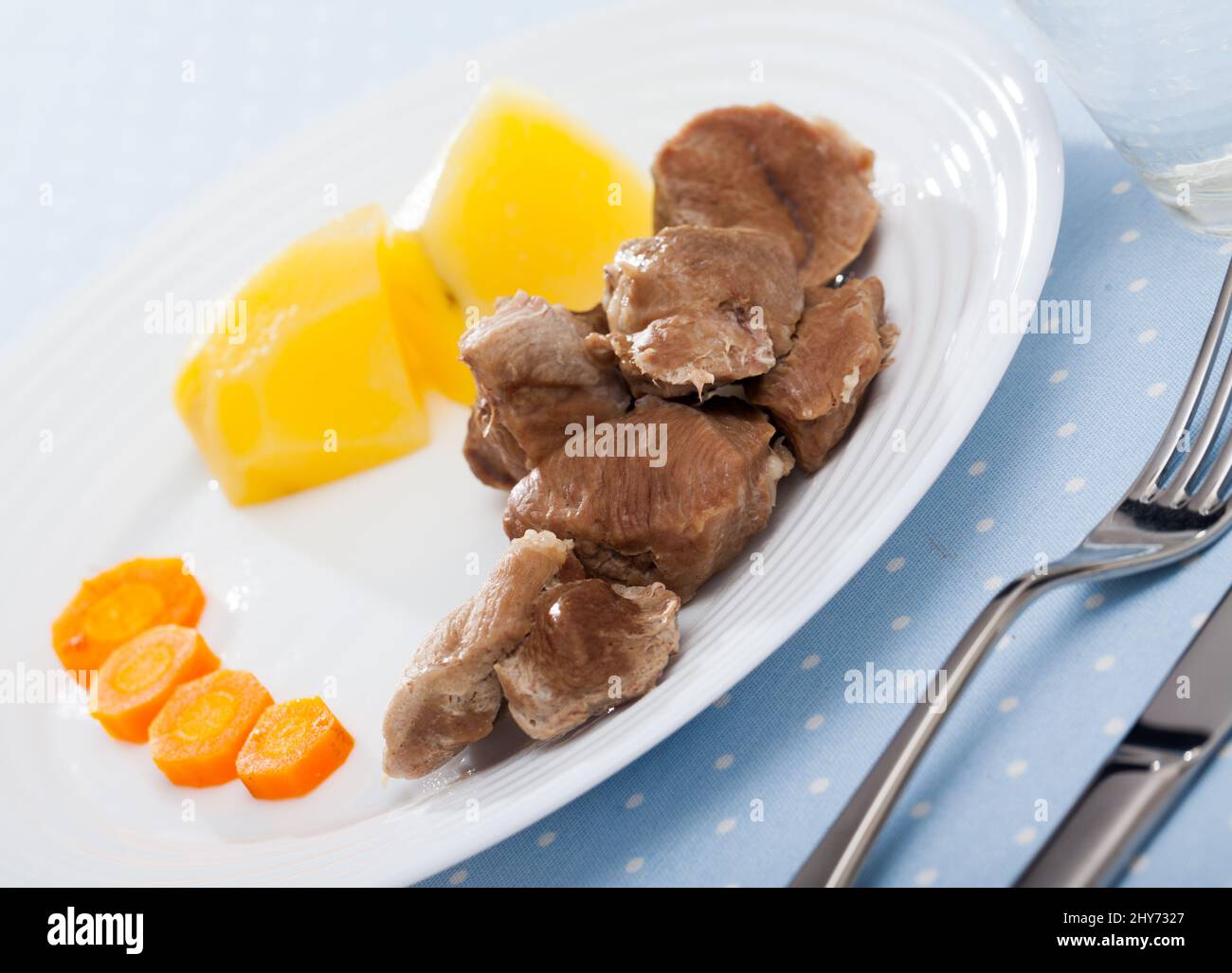 Steamed turkey with potatoes. Diet food Stock Photo - Alamy