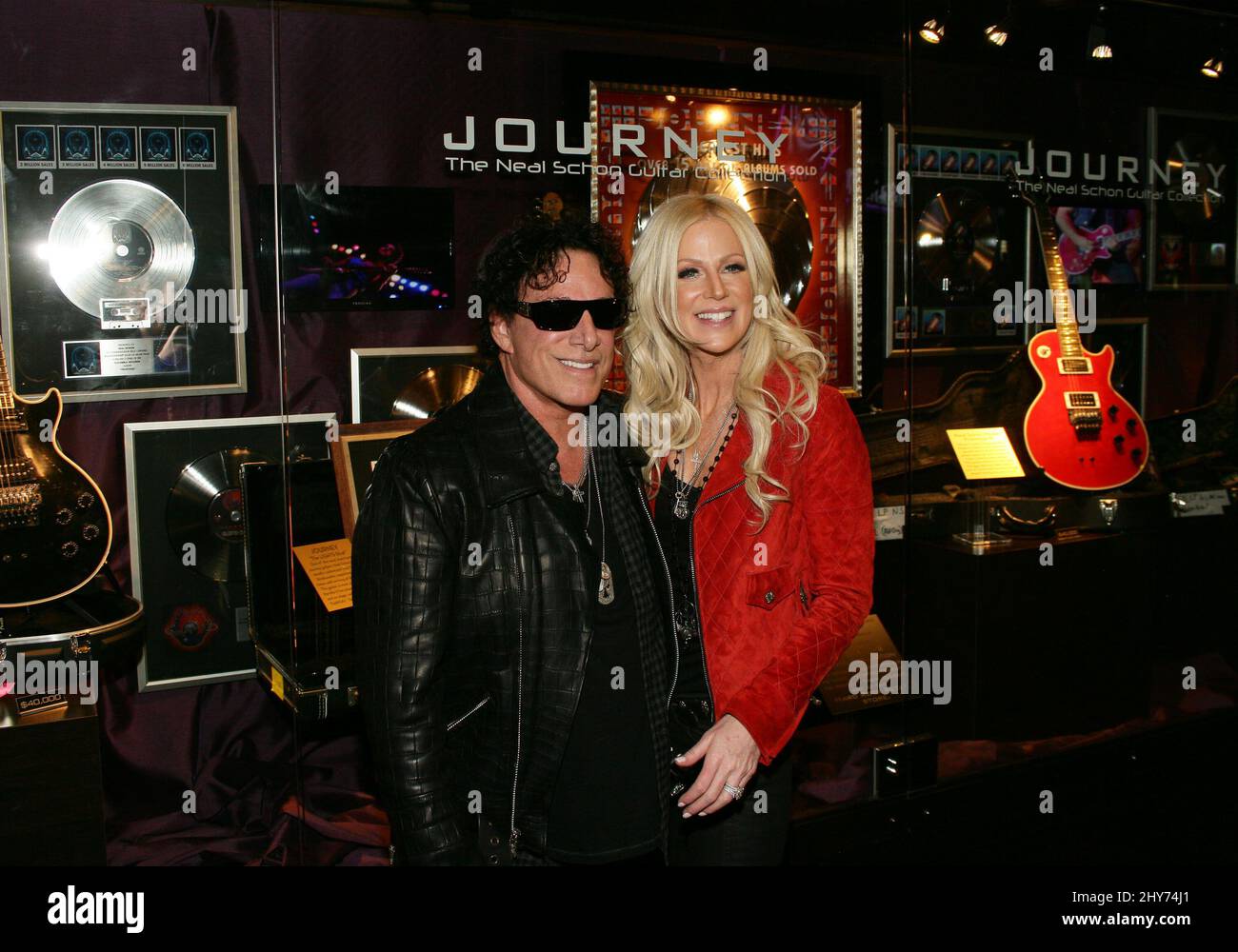 Neal Schon, Michaele Schon as Journey and Neal Schon unveil memorabilia ...