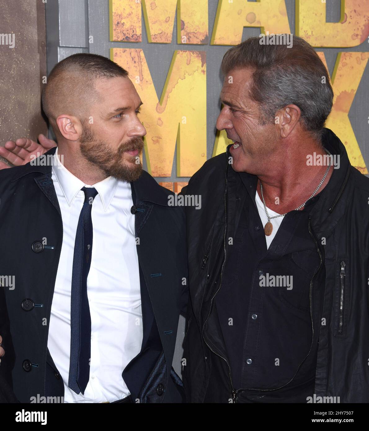 Tom Hardy and Mel Gibson attends "Mad Max:Fury Road" premiere held at ...