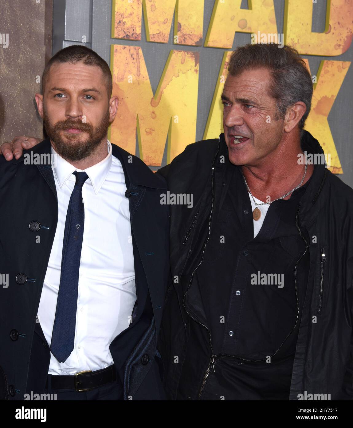 Tom Hardy and Mel Gibson attends "Mad Max:Fury Road" premiere held at ...