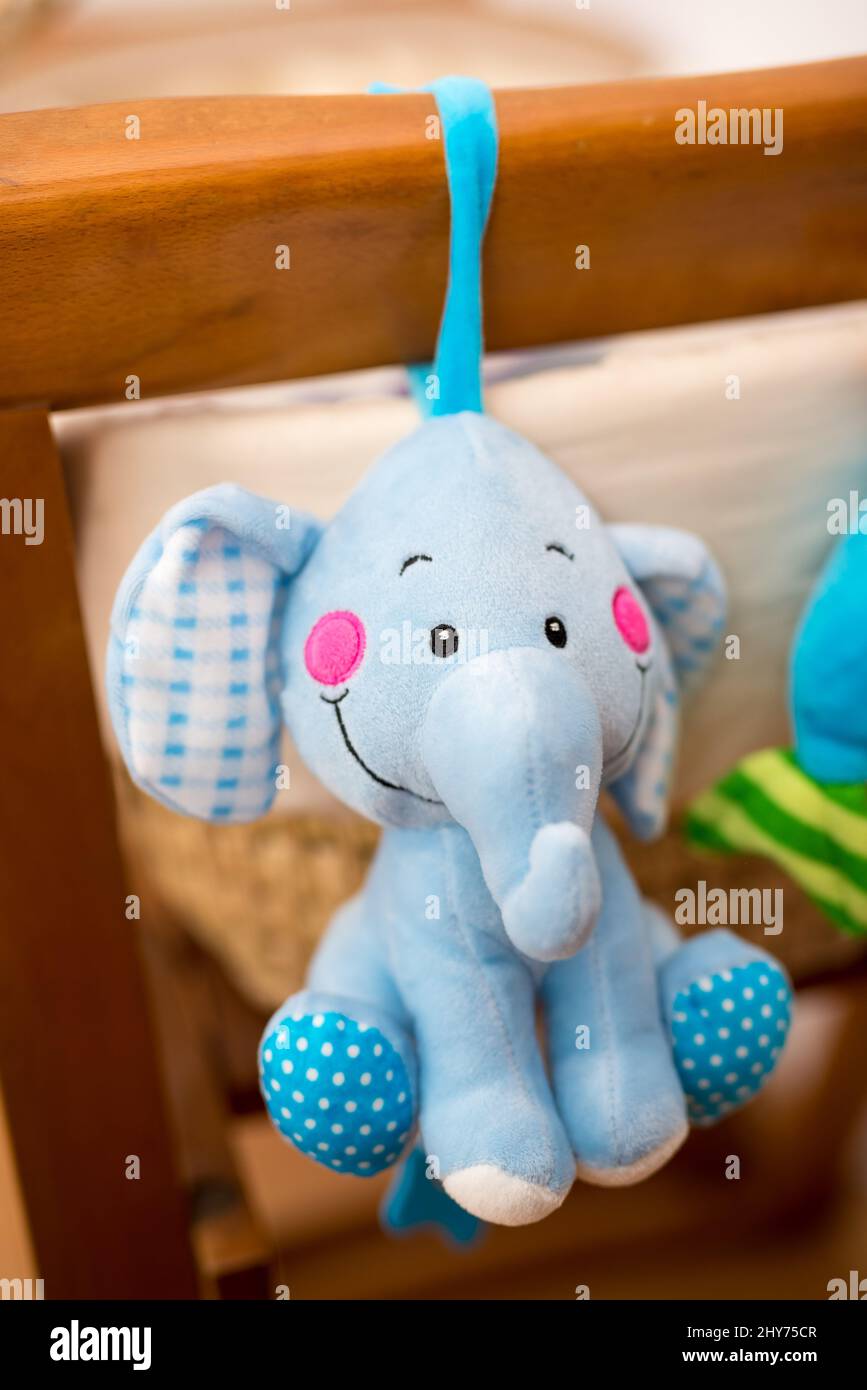 Vertical closeup shot of a soft blue baby elephant plushy Stock Photo ...