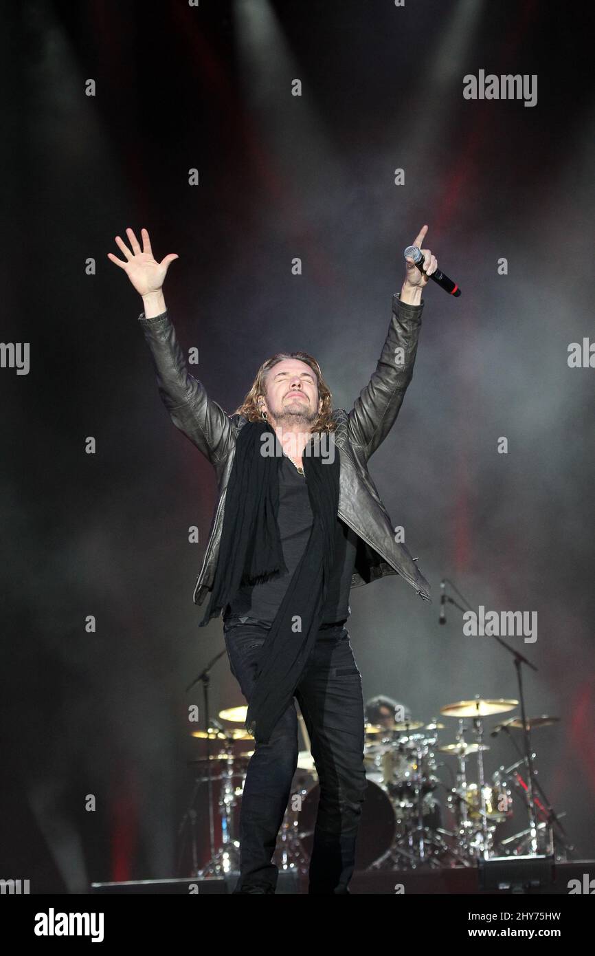 Fher Olvera of Mana perform at Rock in Rio USA at the MGM Resorts ...