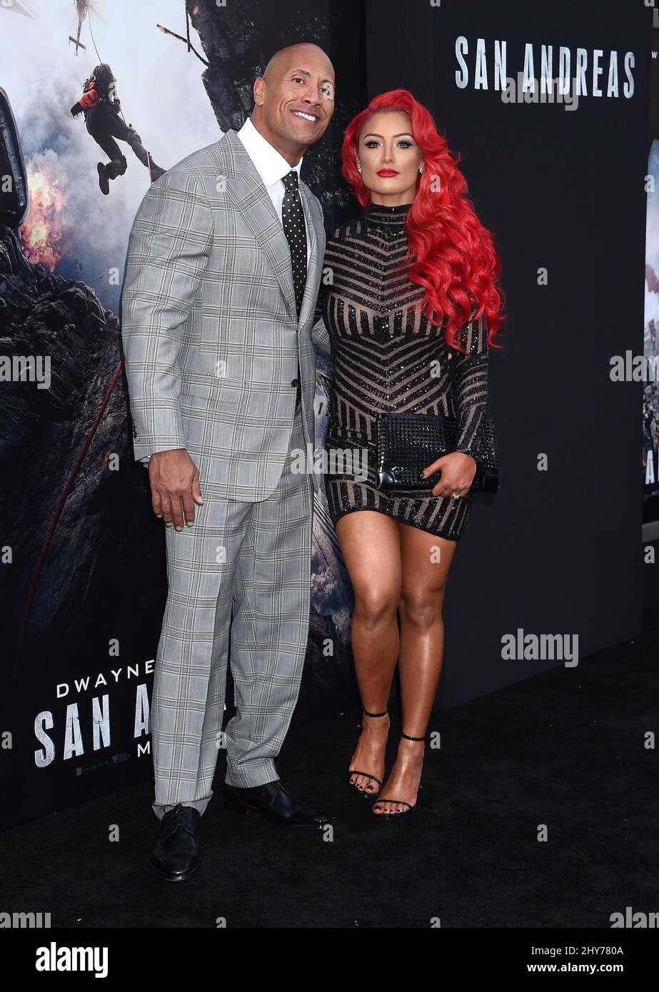 Dwayne Johnson and Eva Marie attending the "San Andreas" premiere held ...