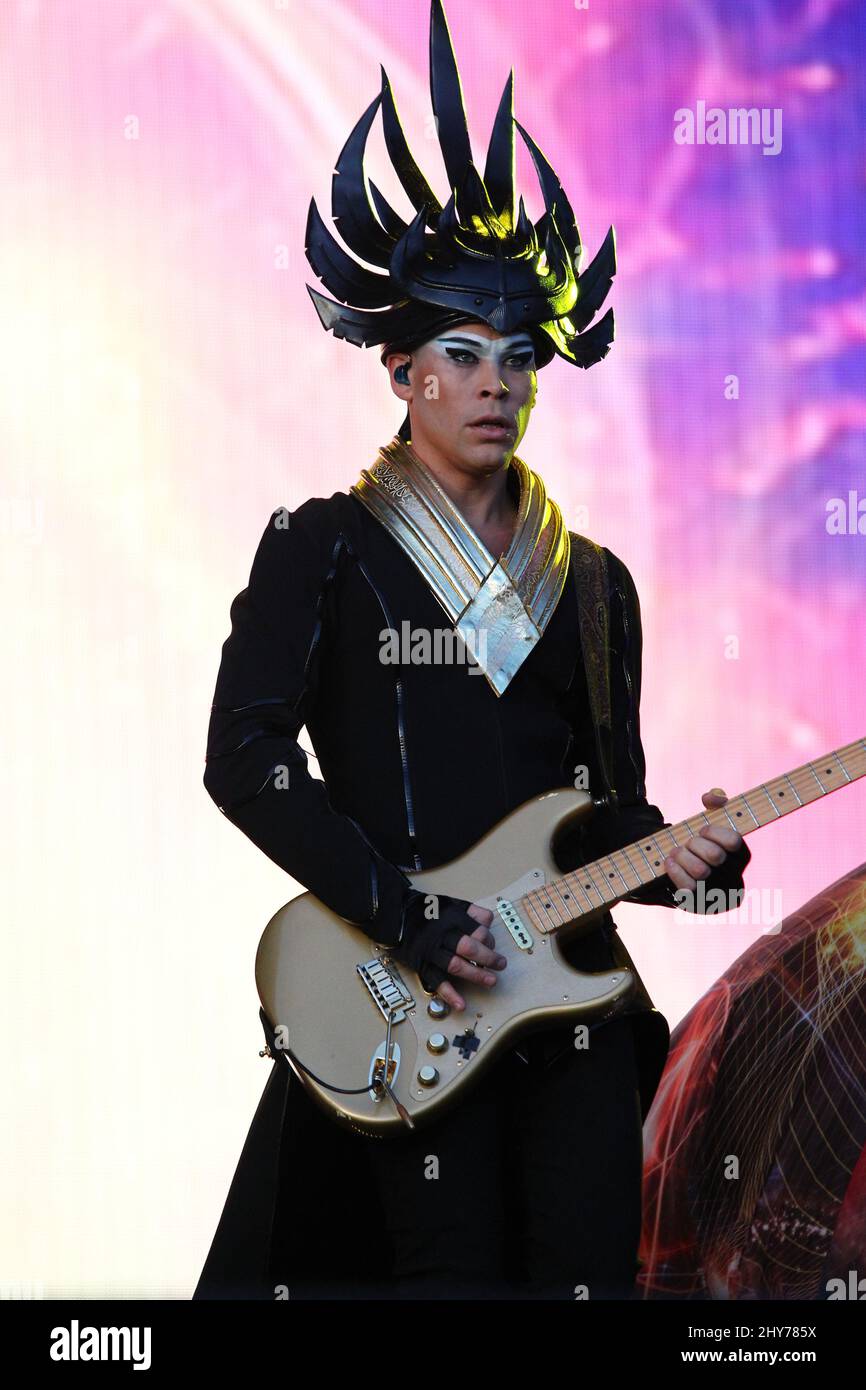 Luke Steele of Empire of the Sun performing during the Rock in Rio USA ...