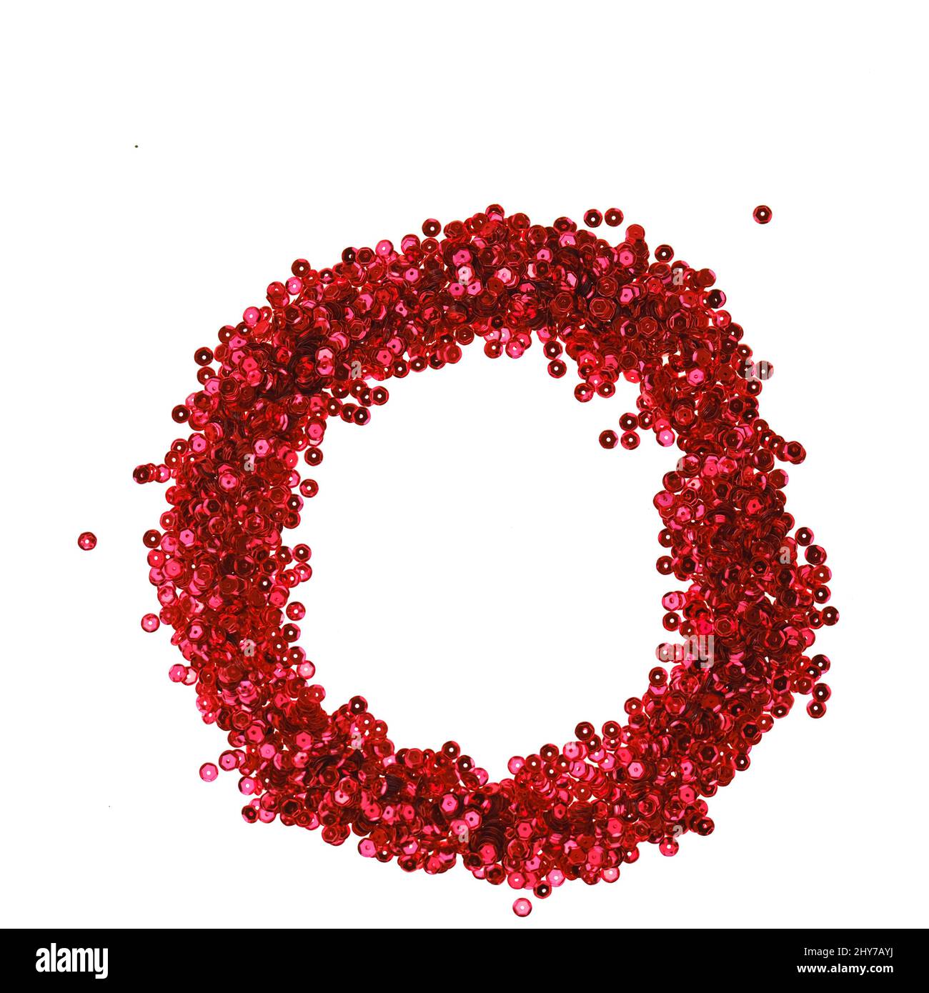 sequins frame.shiny red frame isolated on white background.Red sequins ...