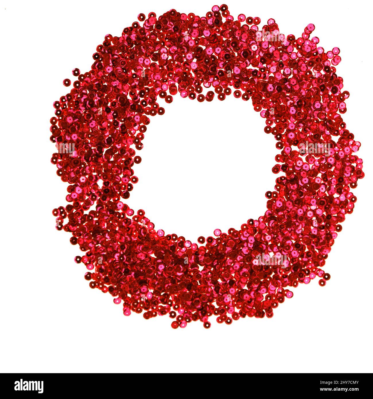 sequins frame.shiny red frame isolated on white background.Red sequins ...