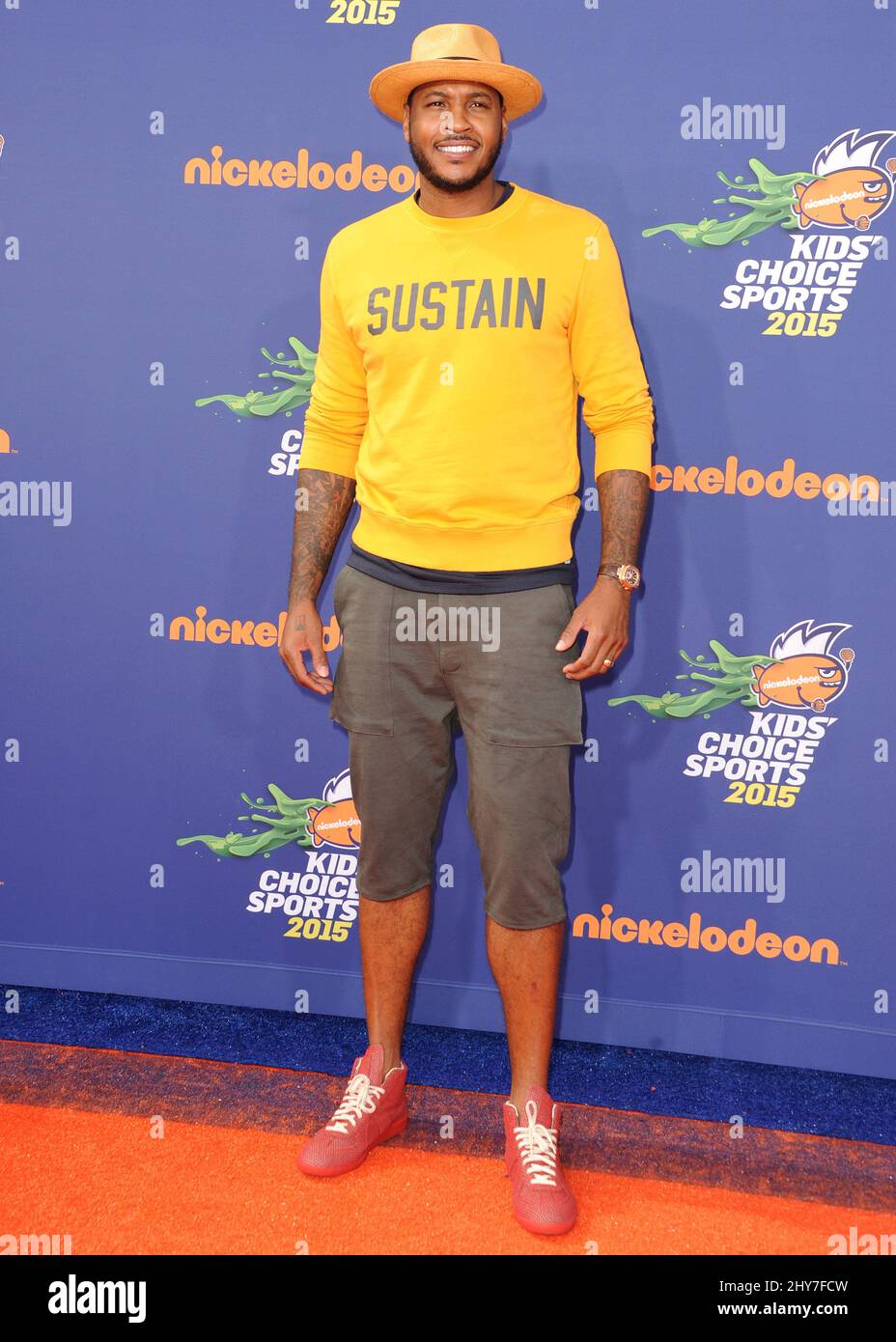 Carmelo Anthony attending Nickelodeon Kids' Choice Sports Awards 2015 ...