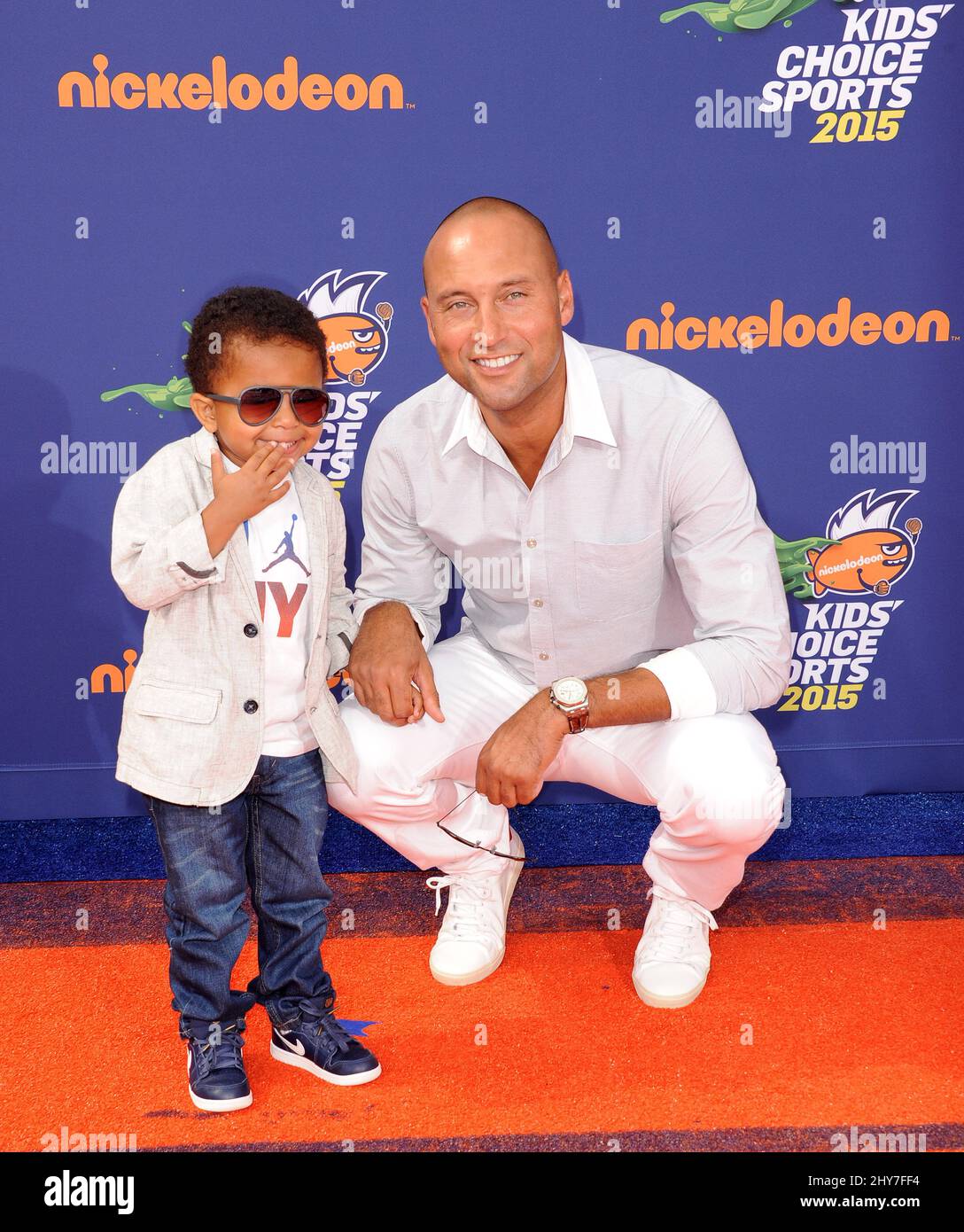 Jalen Jeter, Derek Jeter attending the Nickelodeon Kids' Choice Sports ...