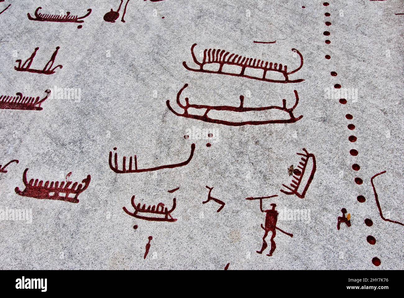 Viking era rock carvings in Tanum, Bohuslan, on the western coast of ...