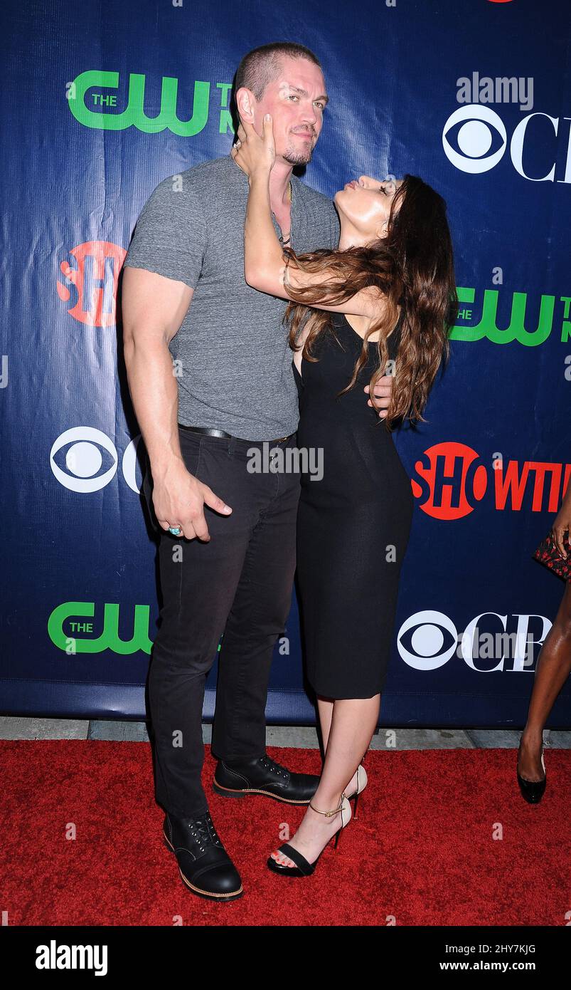 Steve Howey and Sarah Shahi attending the CBS, The CW and Showtime ...