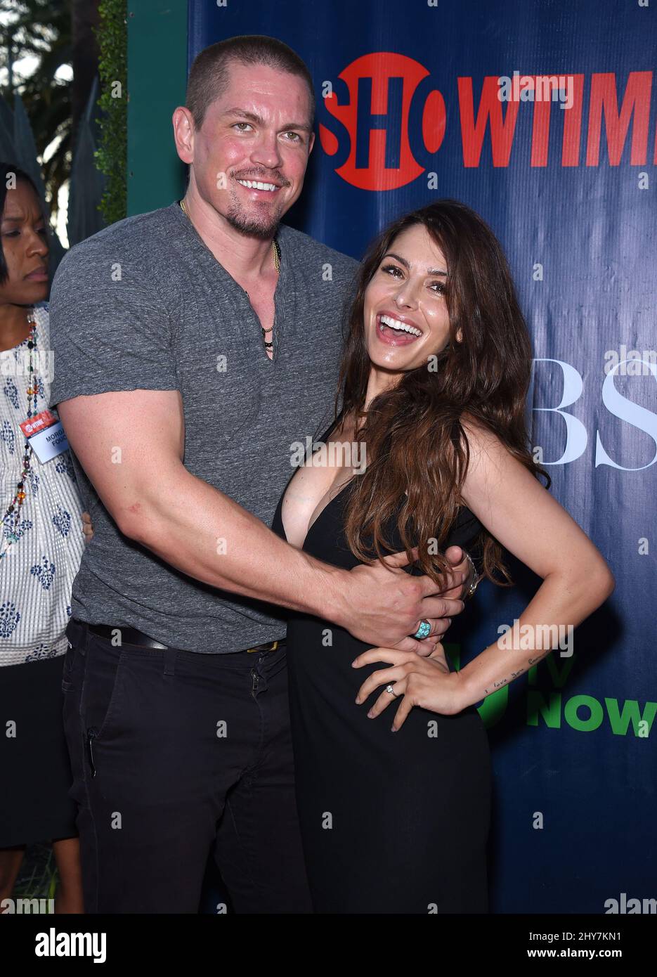 Steve Howey & Sarah Shahi attending the CBS, The CW and Showtime Summer ...