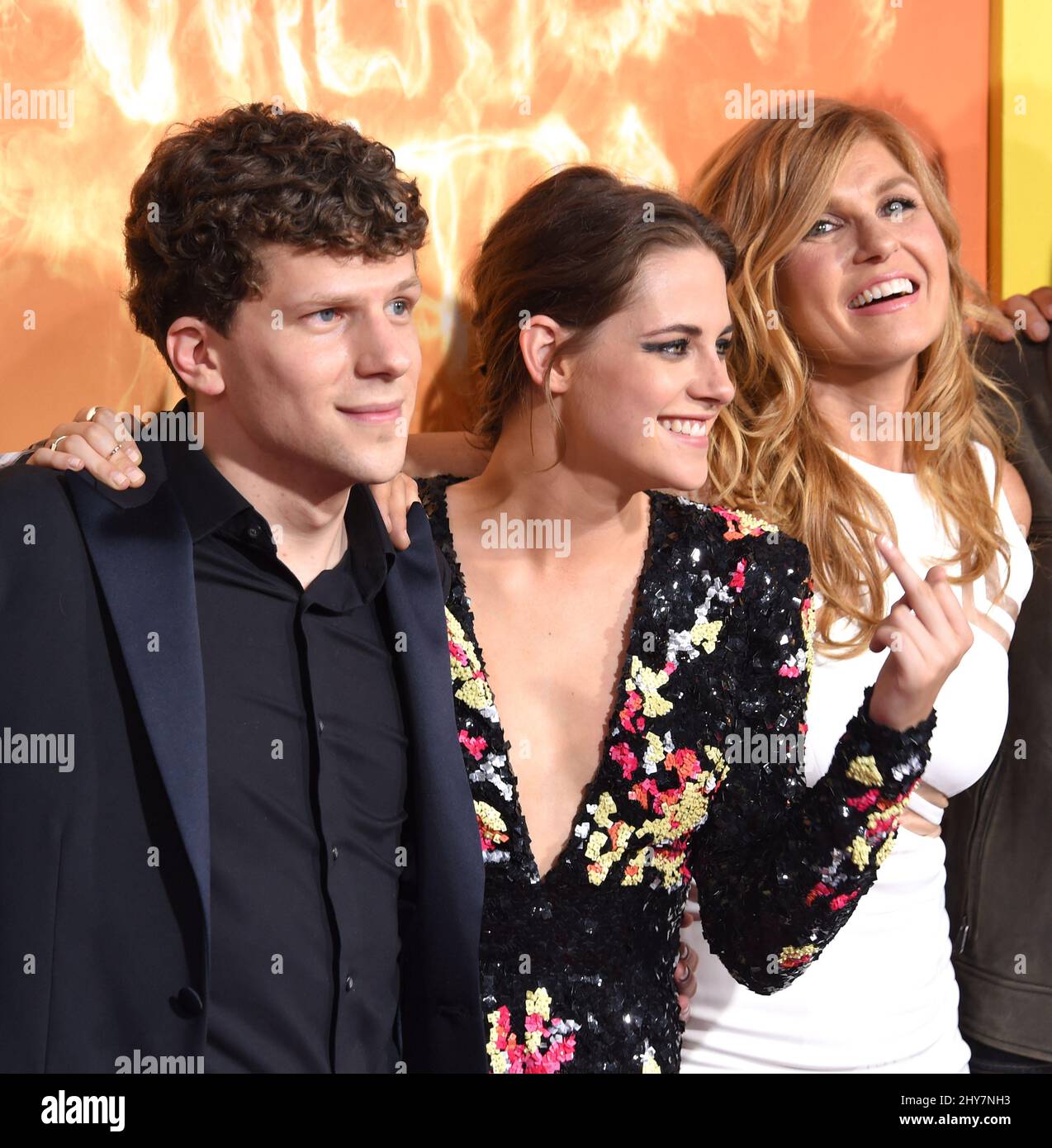 Jesse Eisenberg, Kristen Stewart and Connie Britton arriving for the ...