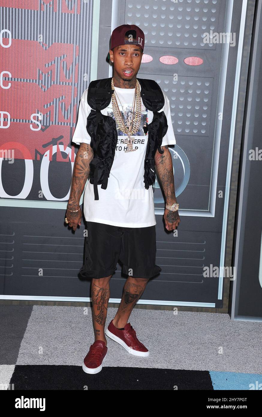 Tyga arriving on the red carpet at the MTV Video Music Awards 2015, at ...