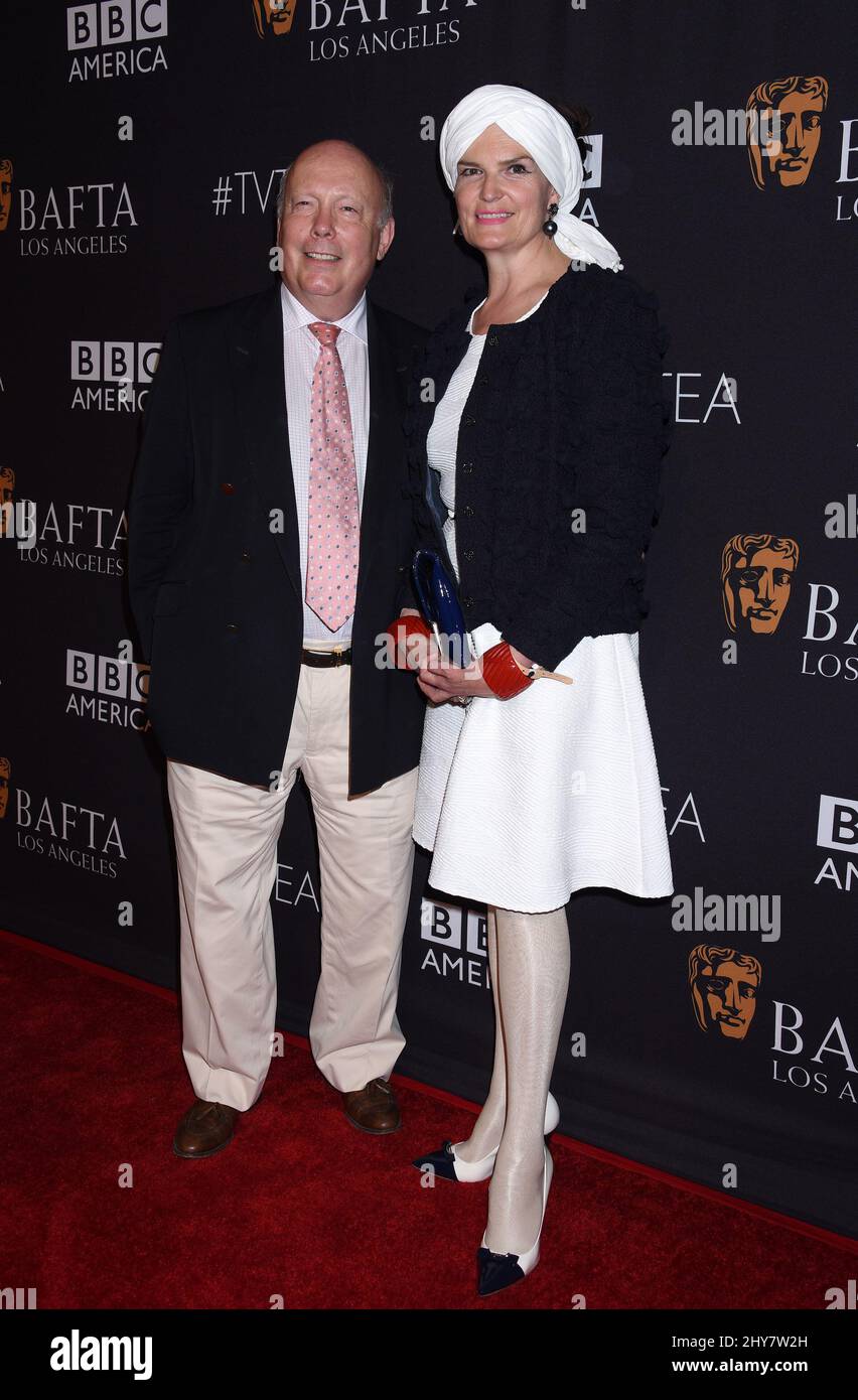 Julian Fellowes and Emma Joy Kitchener-Fellowes arriving at the 2015 ...