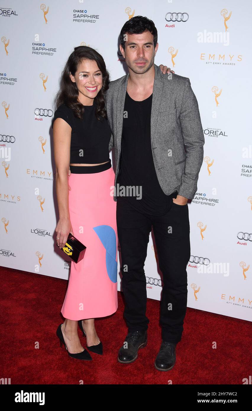 Tatiana Maslany and Tom Cullen arriving at the Television Academy's ...