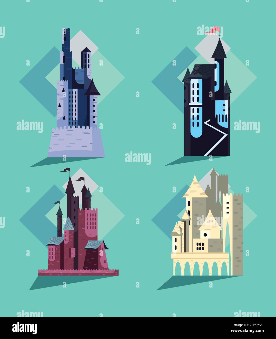 The four castles Stock Vector Images - Alamy