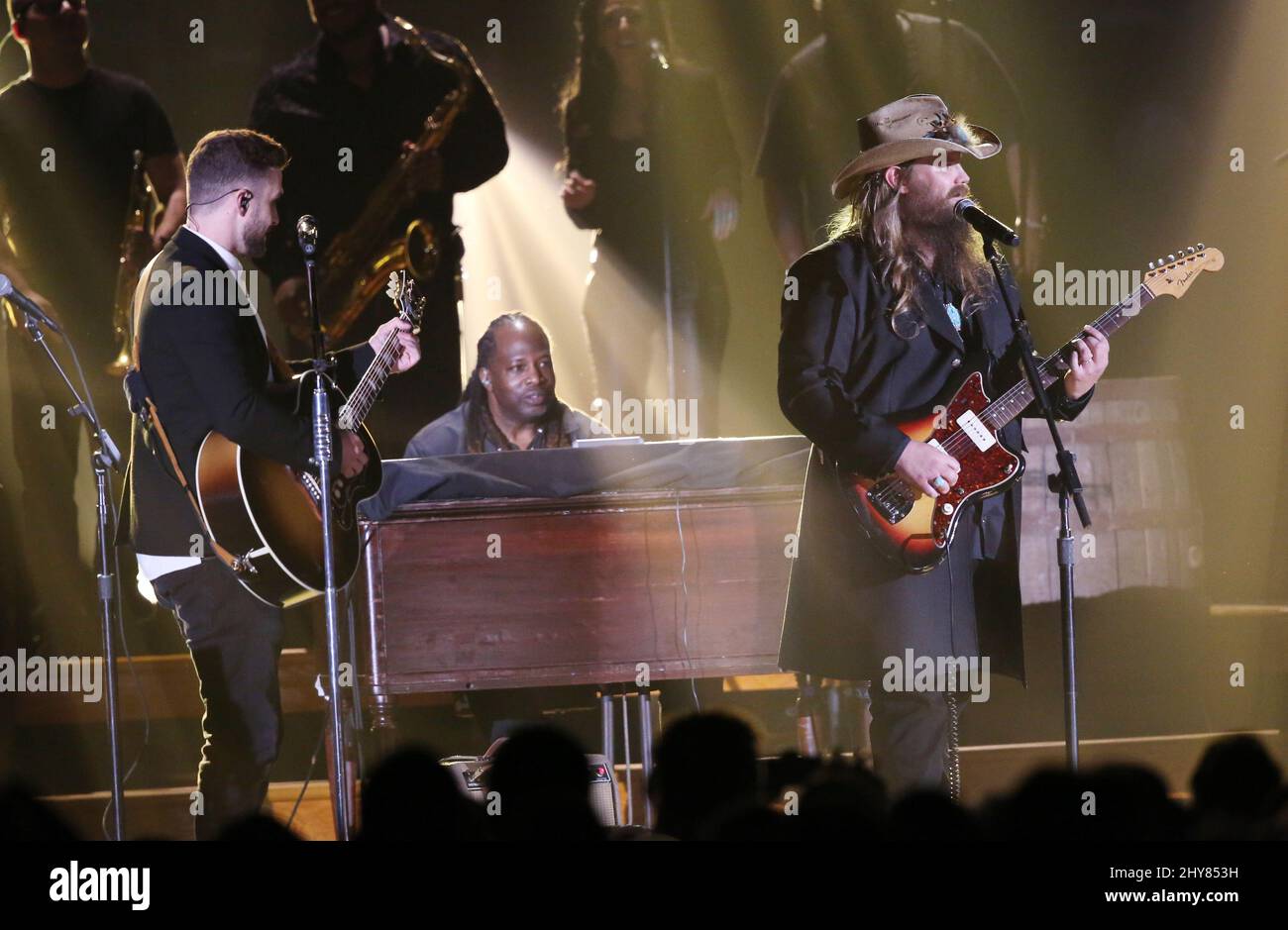 Chris Stapleton, Justin Timberlake performing during the 49th Annual ...