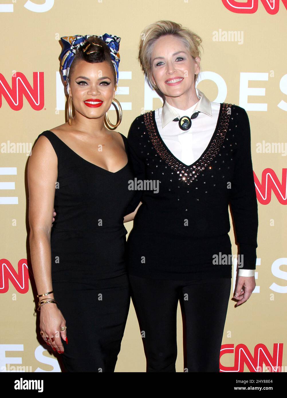 Andra Day and Sharon Stone attending the CNN Heroes All-Star Tribute ...