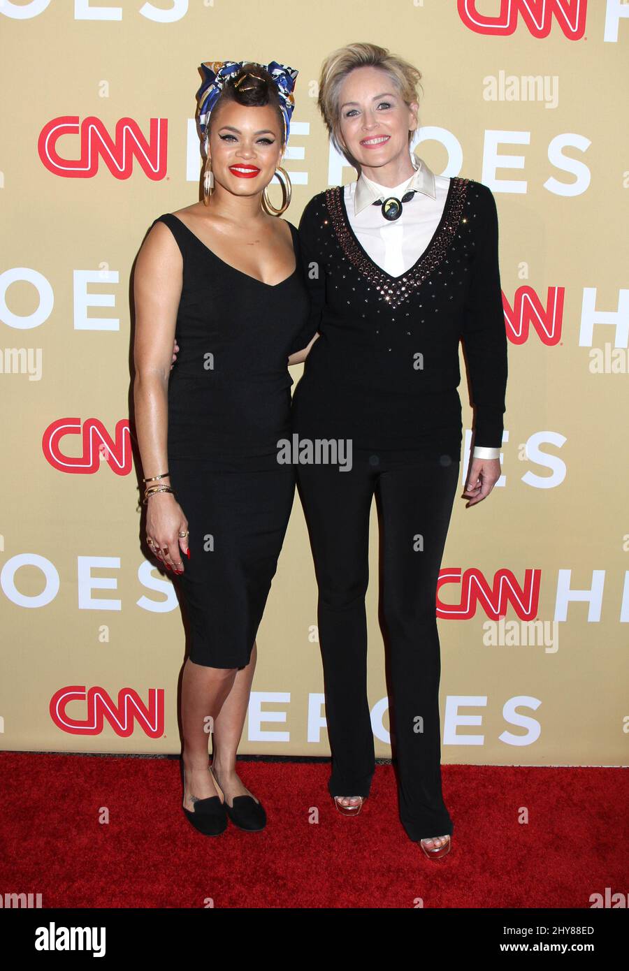 Andra Day and Sharon Stone attending the CNN Heroes All-Star Tribute ...