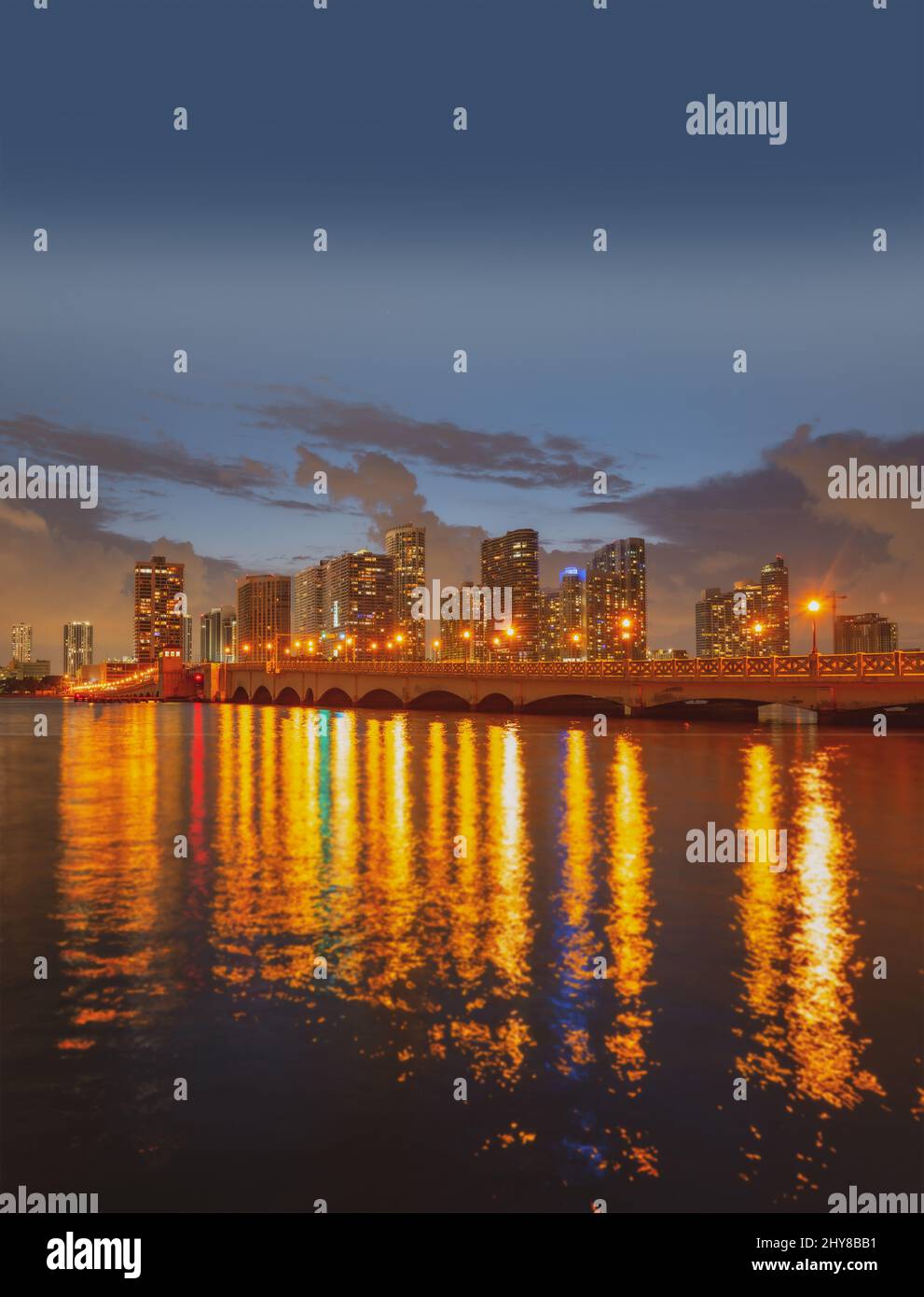 City of Miami Florida, sunset panorama with business and residential ...