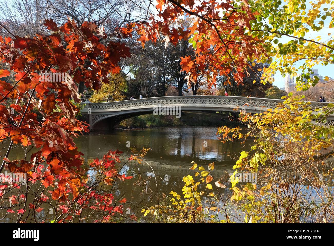Bow bridge in the fall, Central Park New York Stock Photo - Alamy