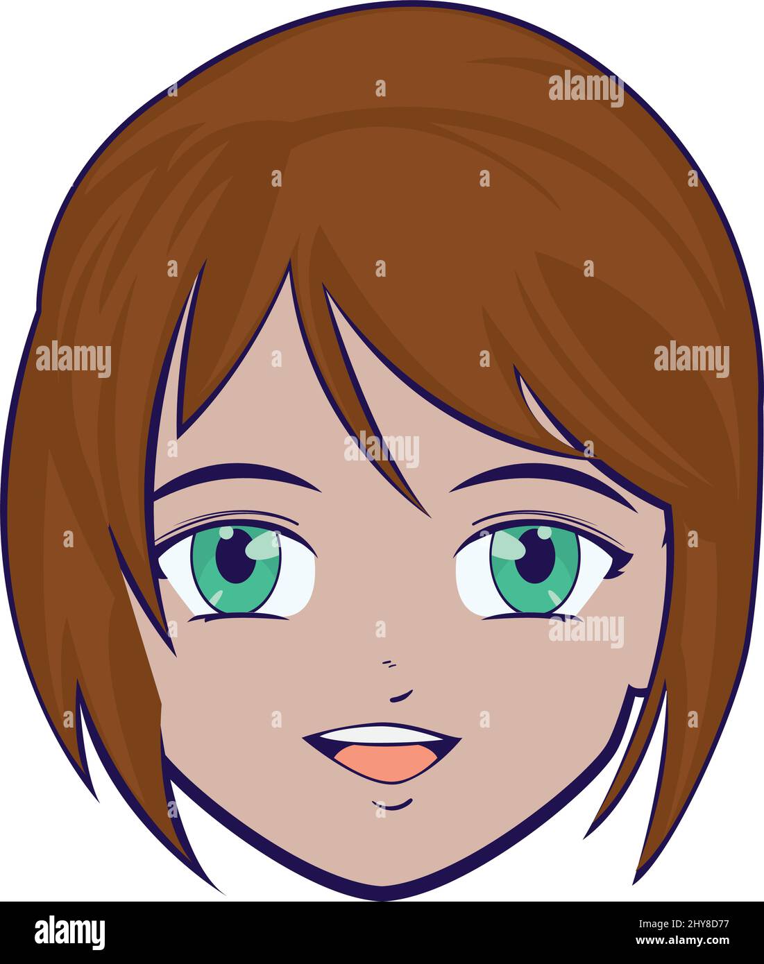 smiling anime girl Stock Vector Image & Art - Alamy