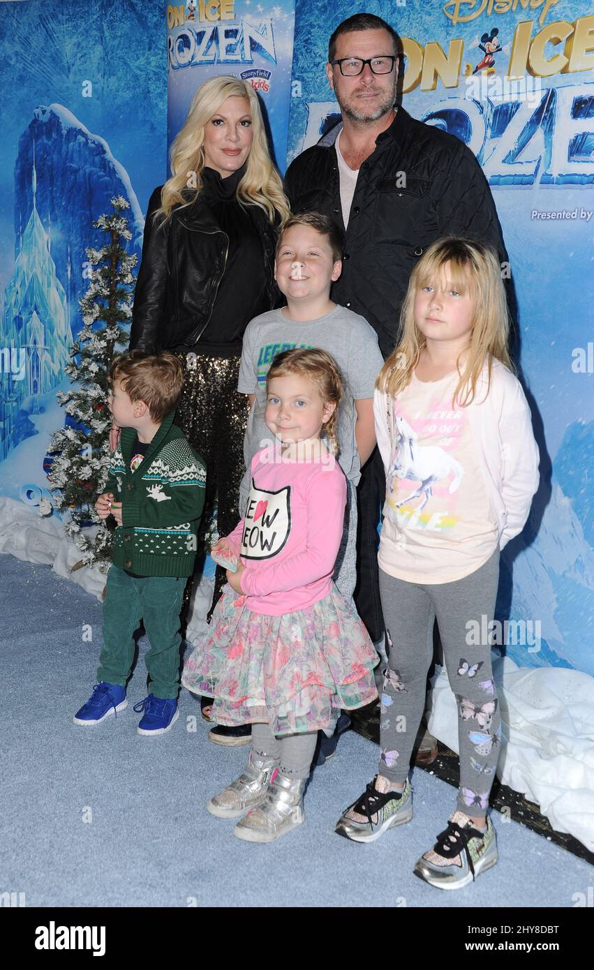 Tori Spelling, Dean McDermott, Liam, Stella, Hattie, Finn attending ...