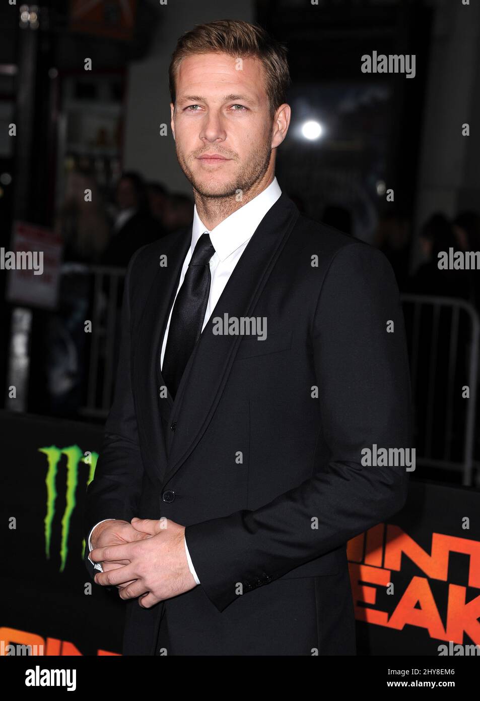 Luke Bracey attending the Point Break Hollywood Premiere Stock Photo ...