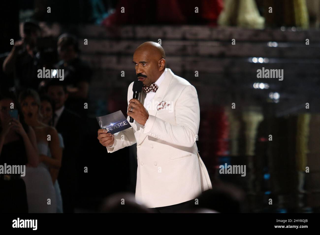 Steve Harvey during the 2015 MISS UNIVERSE Pageant, Planet Hollywood ...