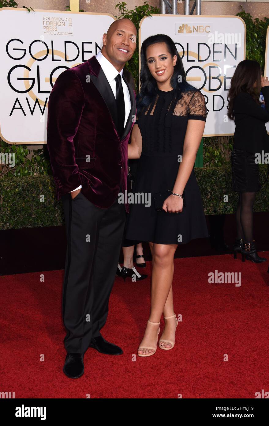 Dwayne Johnson attending the 73rd Annual Golden Globe Awards held at ...