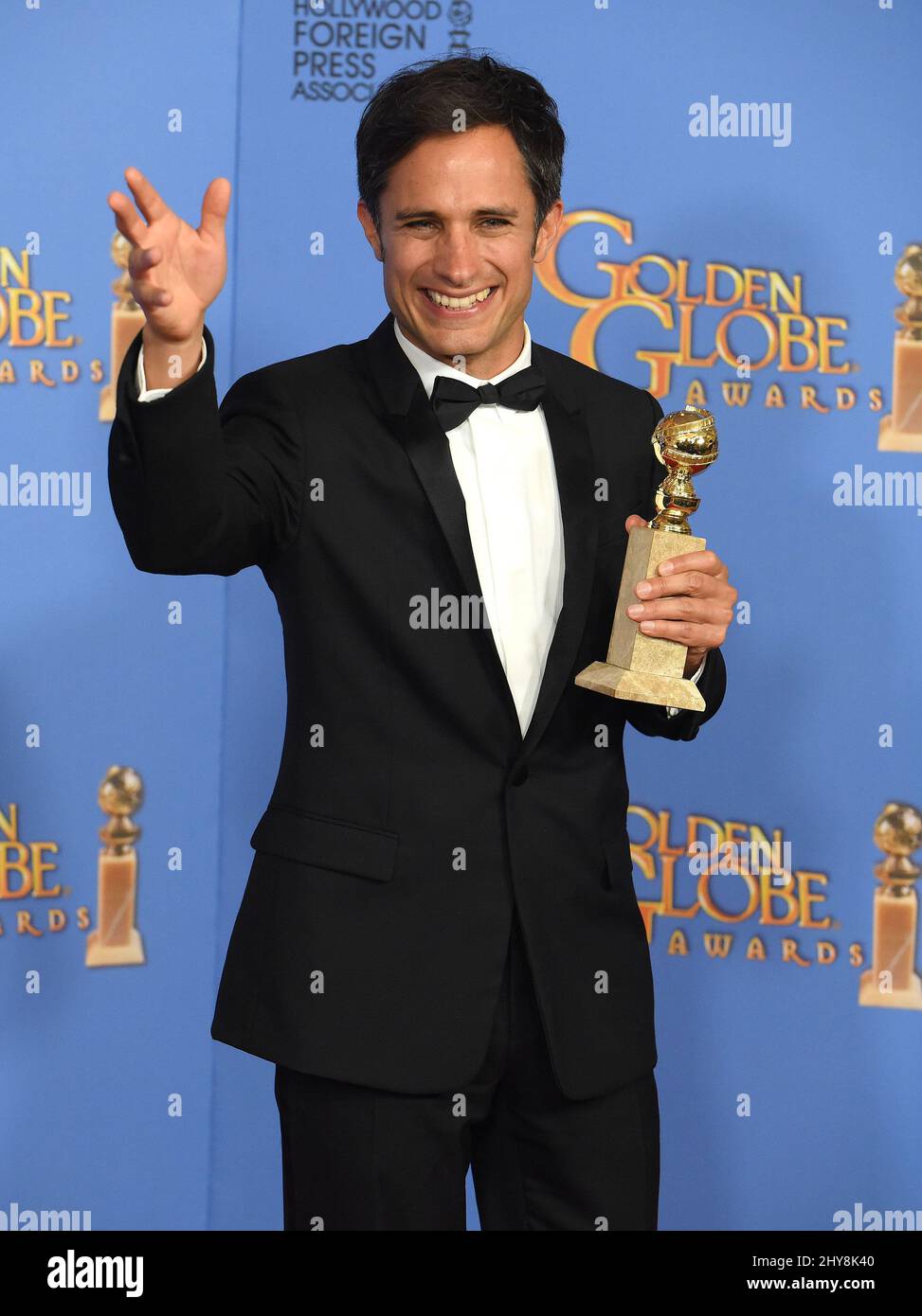 Gael Garc­a Bernal in the press room following the 73rd Annual Golden ...