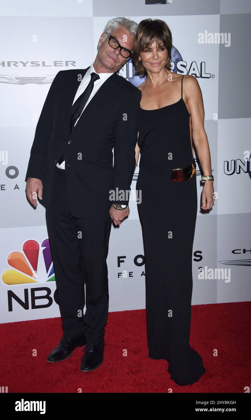 Harry Hamlin and wife Lisa Rinna attending the NBCUniversal Golden ...