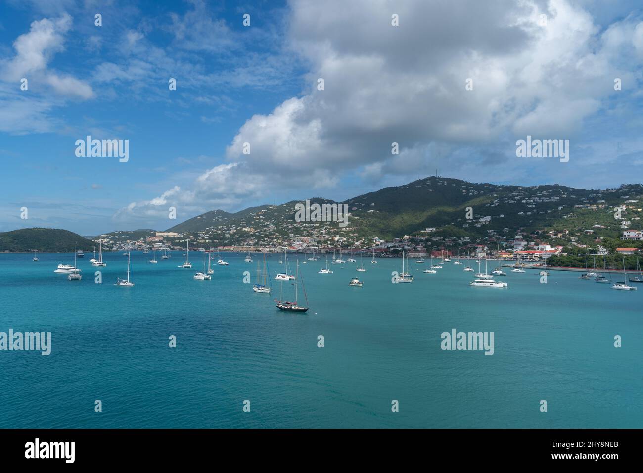 Beautiful seascape with boats and yachts on the port of the Virgin ...