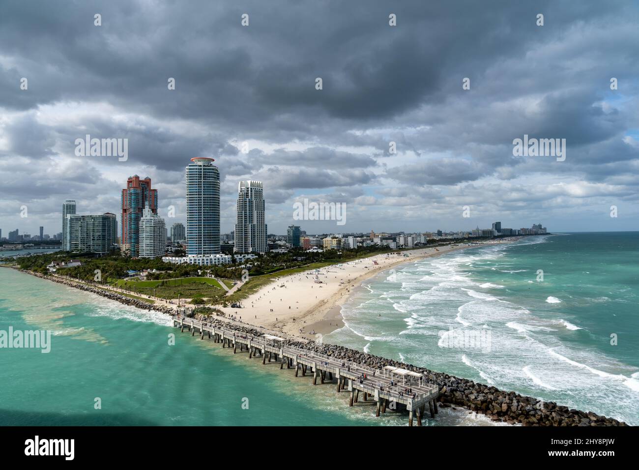 View of beautiful high rise buildings under the sky in Miami, Florida ...