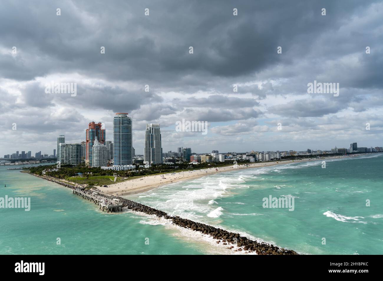 View of beautiful high rise buildings under the sky in Miami, Florida ...