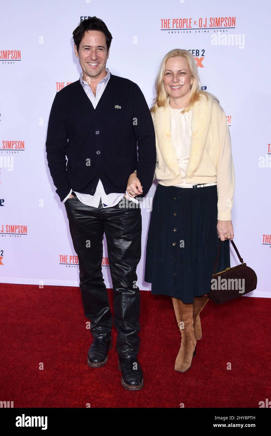 Rob Morrow and wife Debbon Ayer attending The People v. O.J. Simpson ...