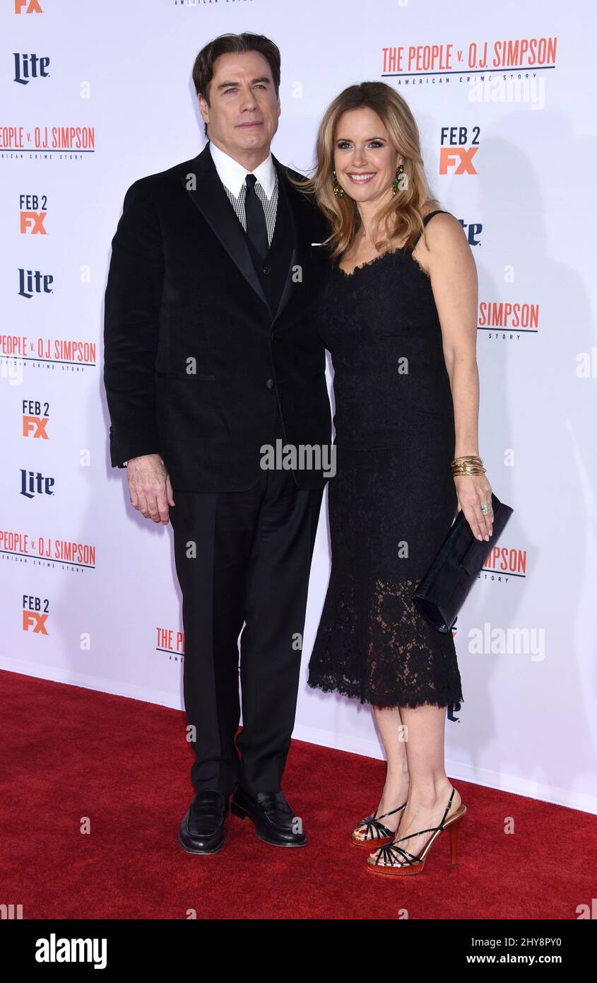 John Travolta and wife Kelly Preston attending The People v. O.J ...