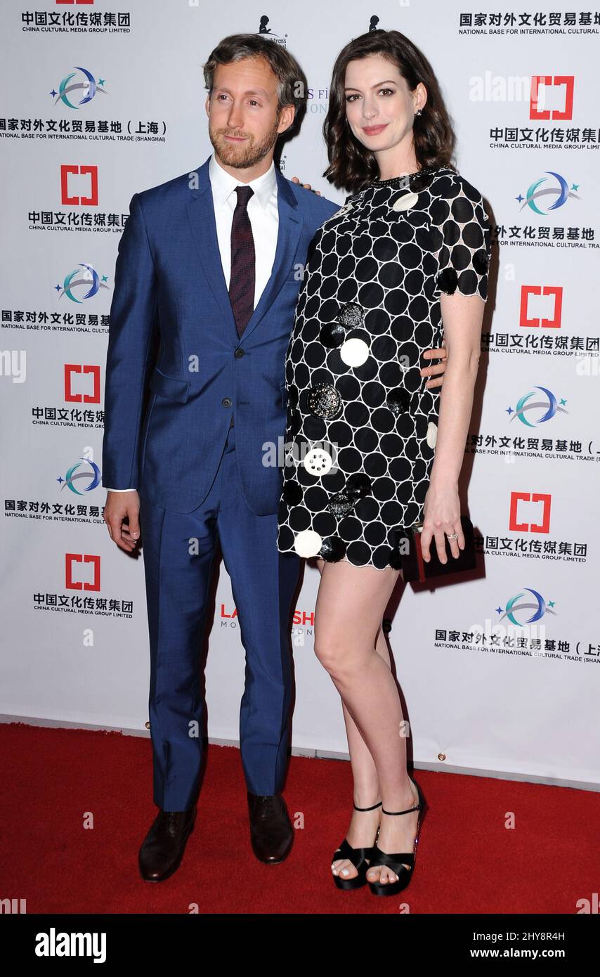 Anne Hathaway, Adam Shulman attending the LA Art Show 2016 Opening ...