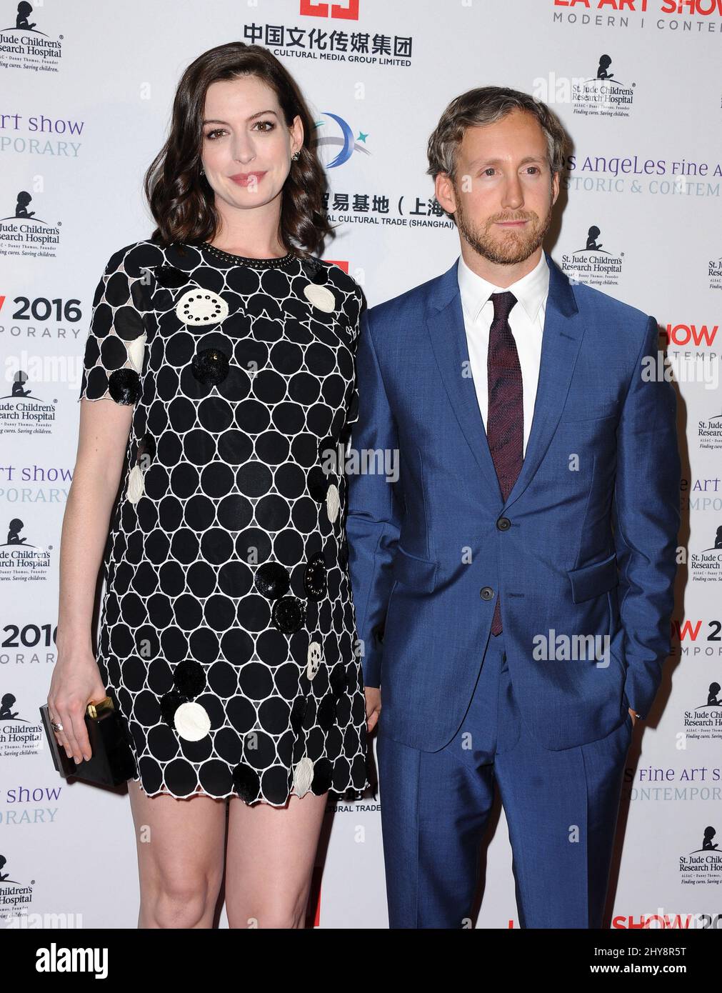 Anne Hathaway, Adam Shulman attending the LA Art Show 2016 Opening ...