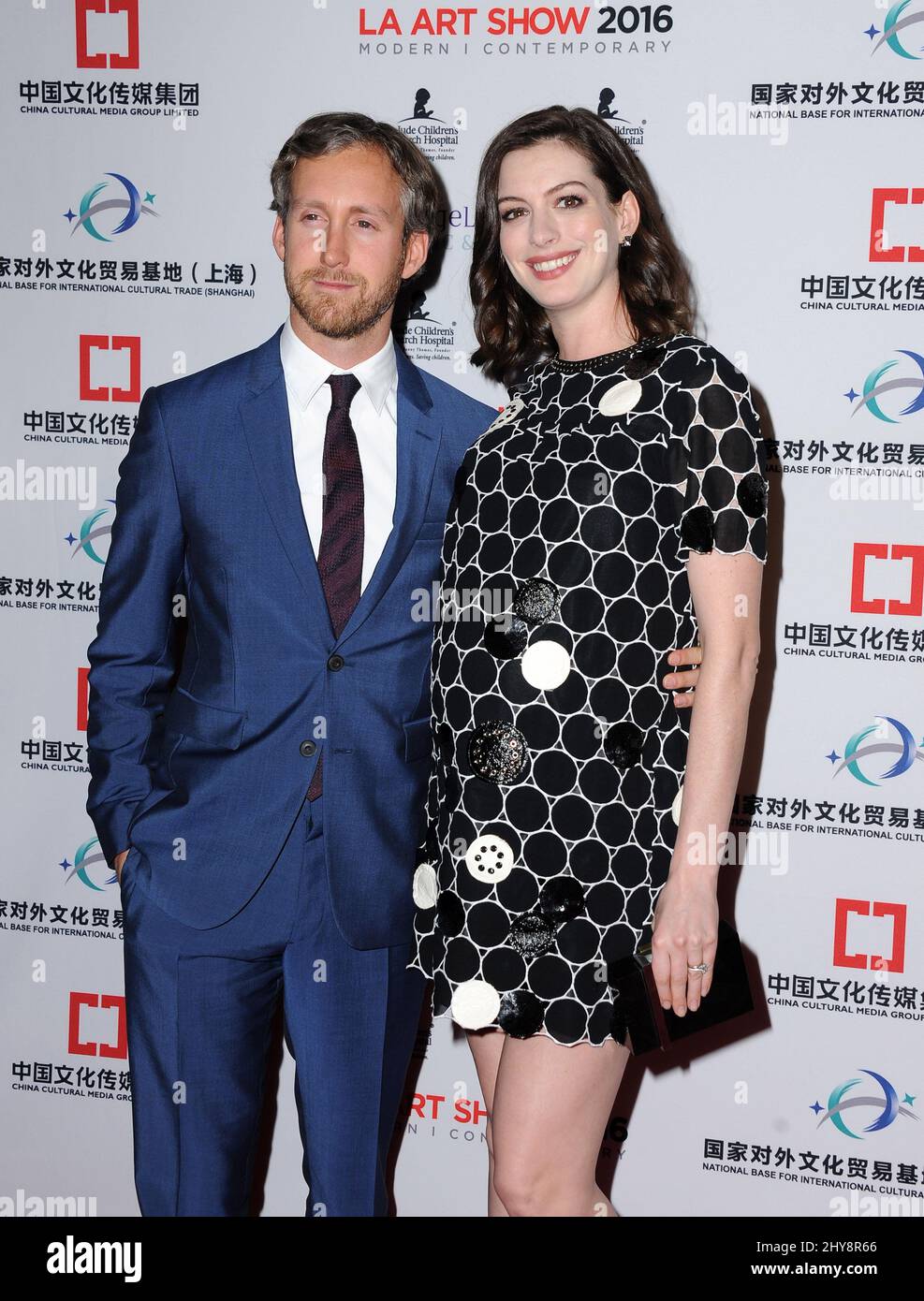 Anne Hathaway, Adam Shulman attending the LA Art Show 2016 Opening ...