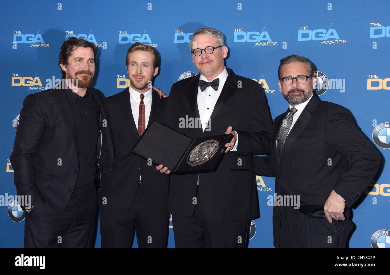Christian Bale Ryan Gosling Adam Mccay And Steve Carell Attending The