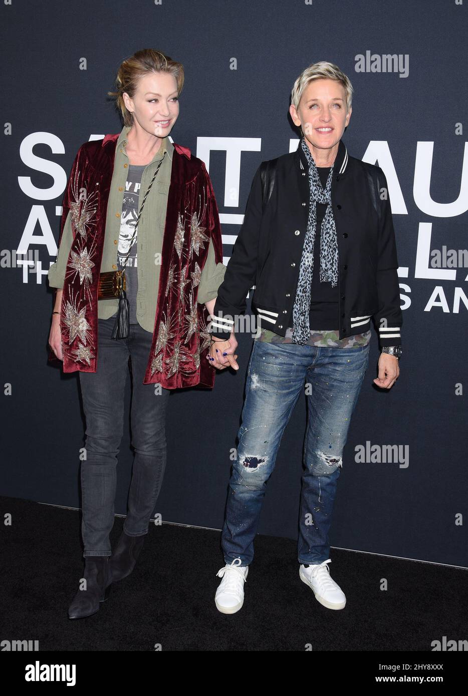 Portia De Rossi and Ellen DeGeneres attending the Saint Laurent event ...
