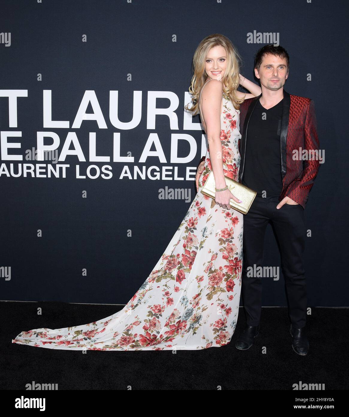 Matt Bellamy and Elle Evans attending the Saint Laurent event held at ...