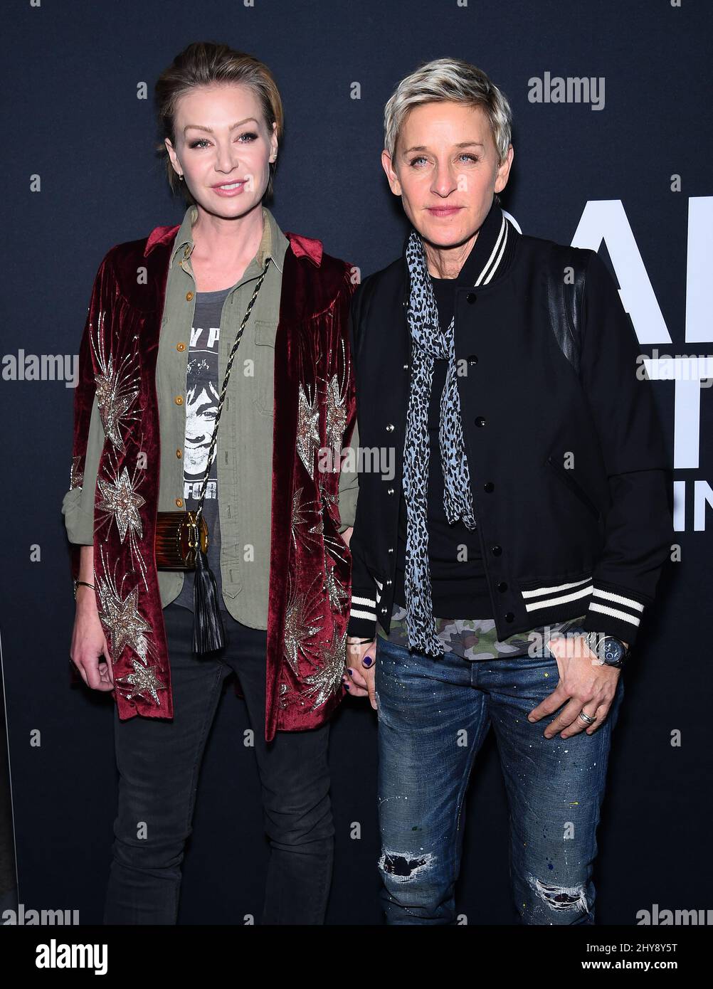 Portia De Rossi & Ellen DeGeneres attending the Saint Laurent event ...