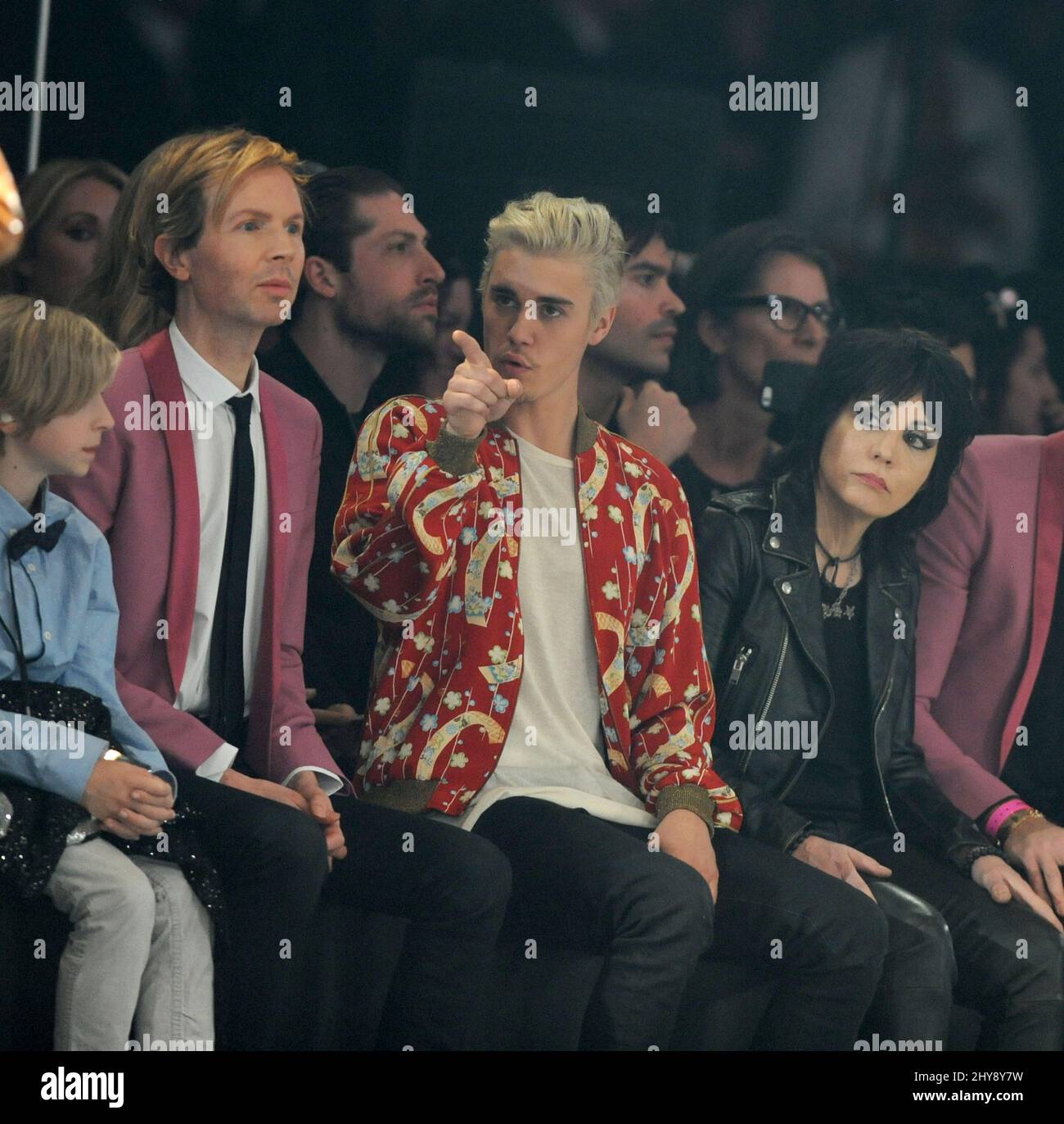 Beck, Justin Bieber and Joan Jett attending front row of the Saint ...