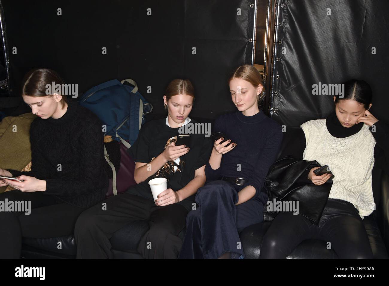 Models backstage prior to the Suno Fall 2016 Collection presentation ...