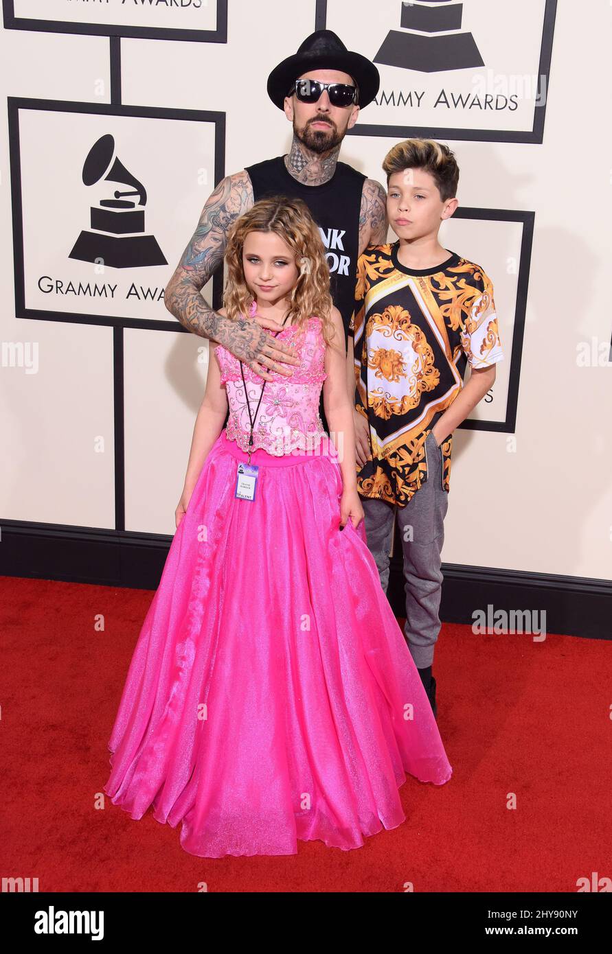 Travis Barker arriving at the 58th Annual Grammy Awards held at Staples ...