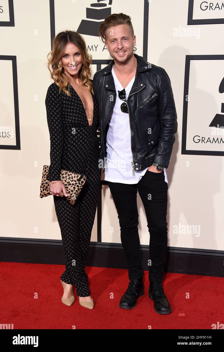 Ryan Tedder & Genevieve Tedder arriving at the 58th Annual Grammy ...