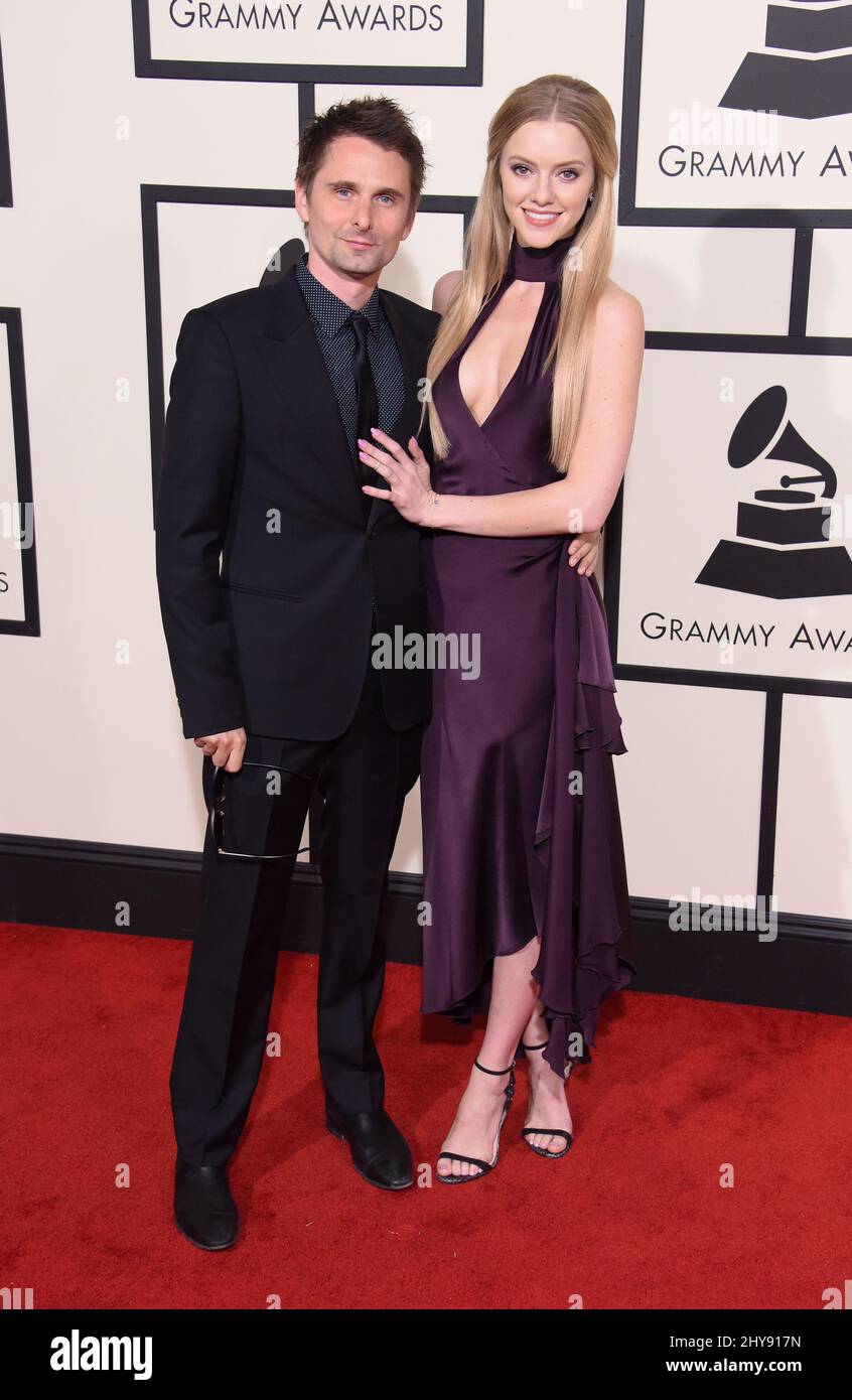 Matt Bellamy and Elle Evans arriving at the 58th Annual Grammy Awards ...